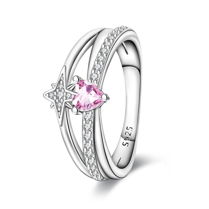 Celestial Pink Heart Gemstone Ring