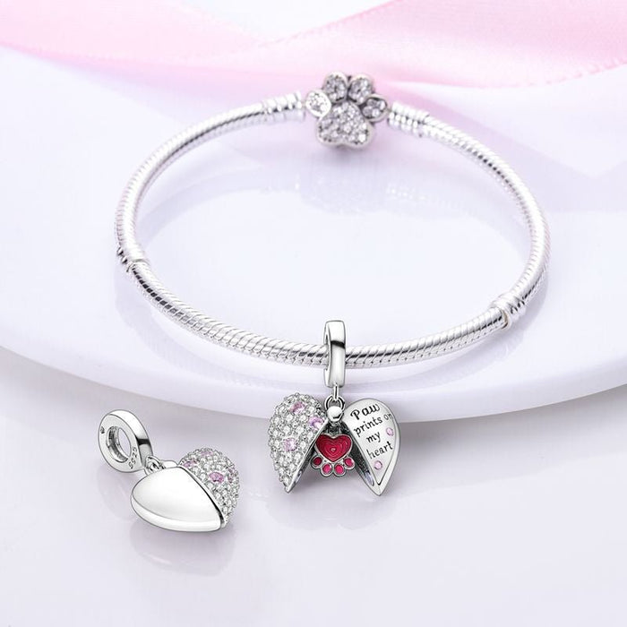 Paw Prints on My Heart Dangle Charm