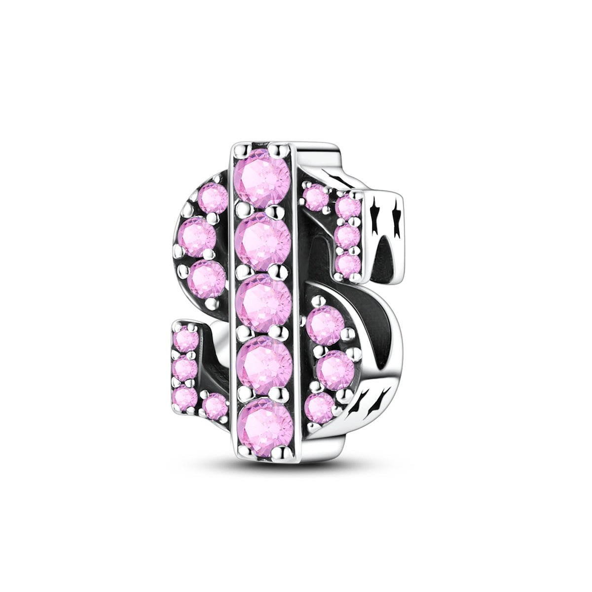 Pink Crystal Dollar Sign Charm